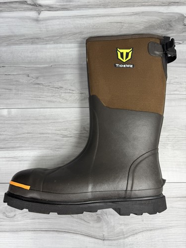 TIDEWE Rubber Neoprene Boots Men Size 10 Waterproof Steel Toe 6mm Black ...