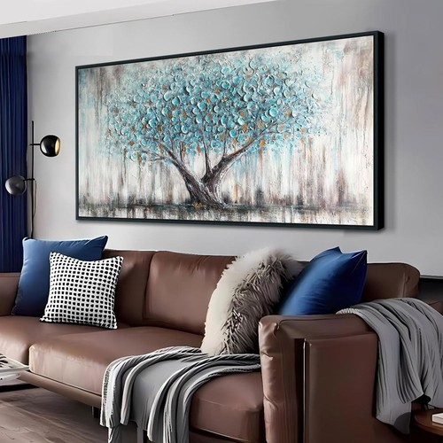 Blue Tree Wall Art Nature Tree of Life Abstract Canvas Painting ...