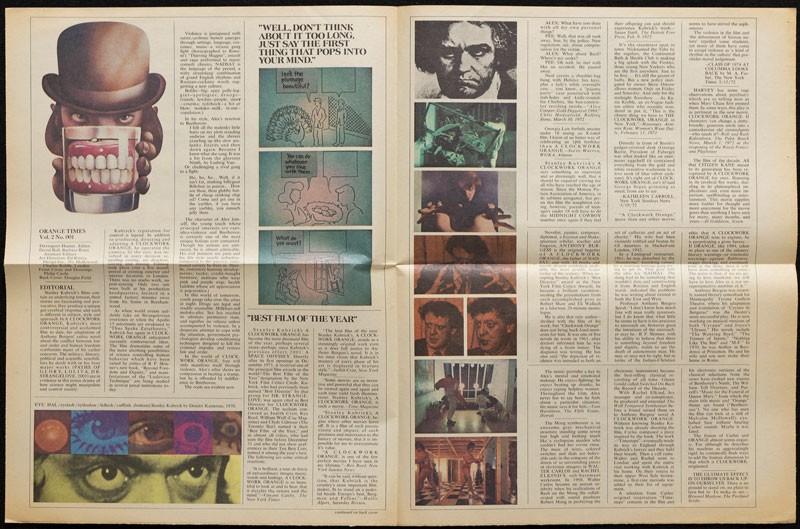 Stanley Kubrick Clockwork Orange Times 1972 Movie Promo Valley Circle ...