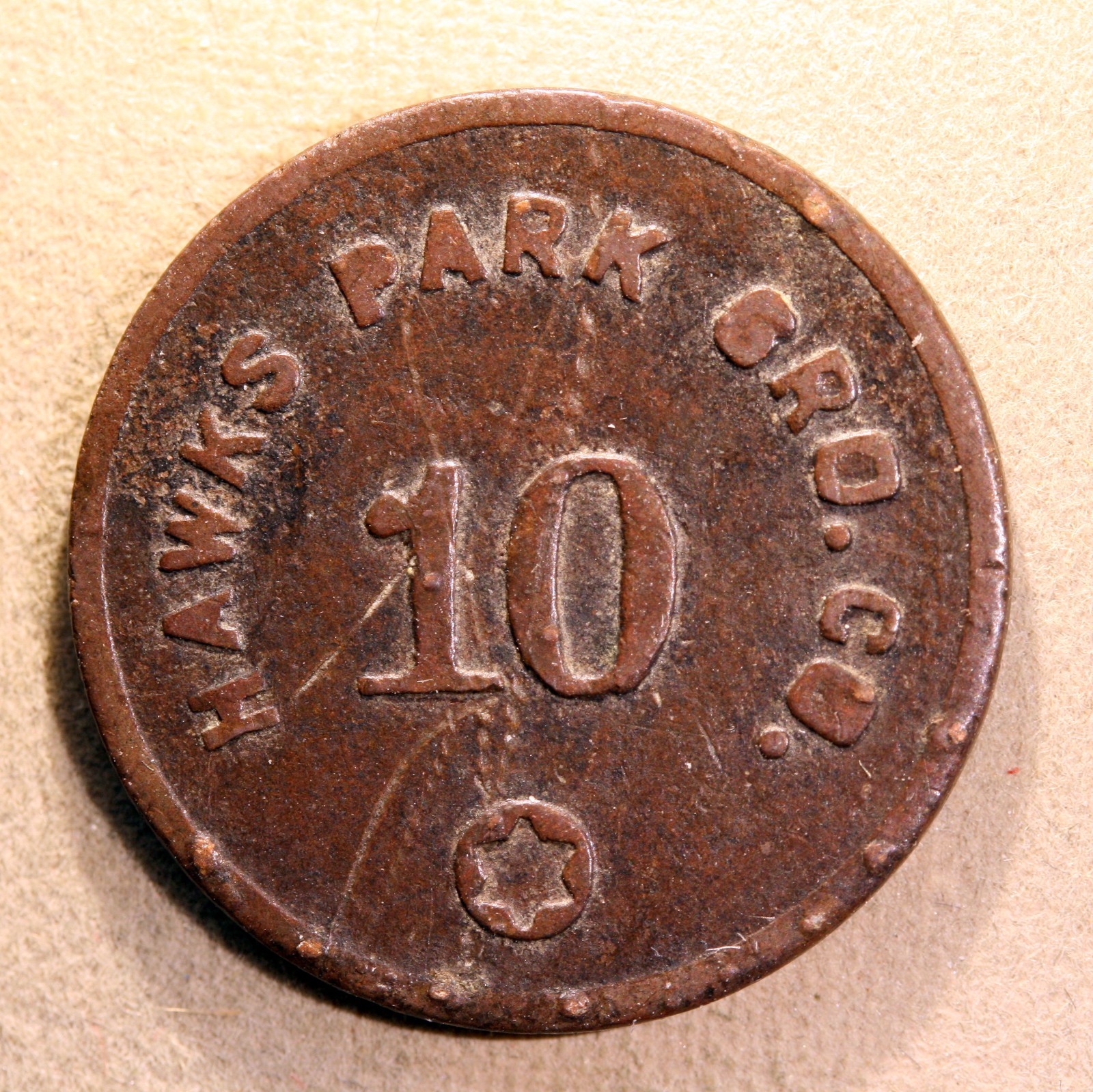 RARE Florida Ingle System token - Hawks Park Gro. Co., 10¢, Hawks Park ...