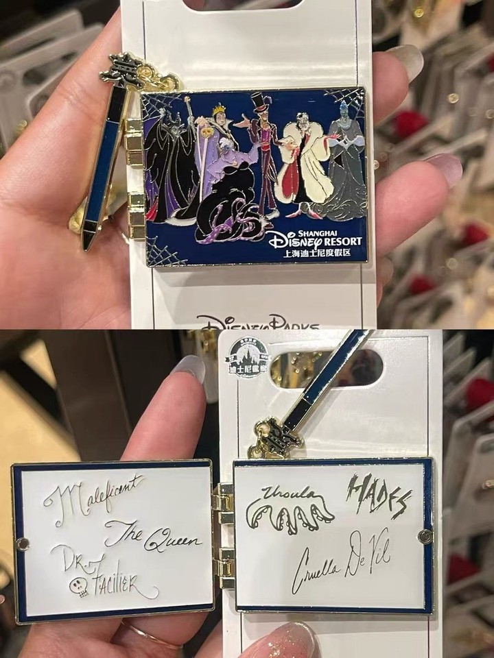 Authentic shanghai Disney Pin Mickey Princess Signature Autograph Badge ...