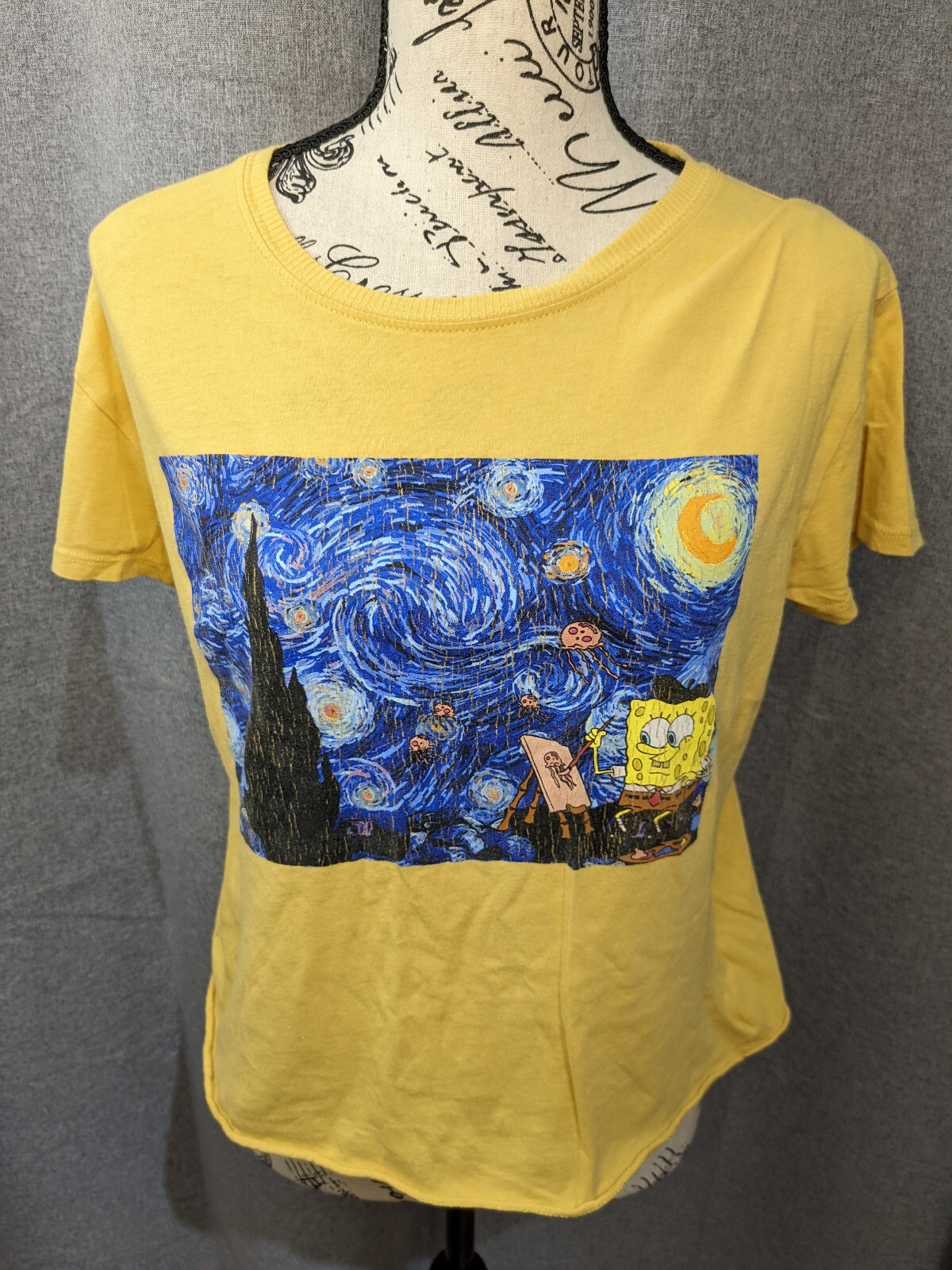 SpongeBob SquarePants starry night crop top yellow me… - Gem