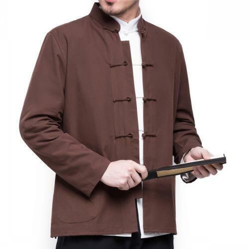Men Kung Fu Coat Chinese Traditional Tai Chi Uniform Tang Suit Jacket ...