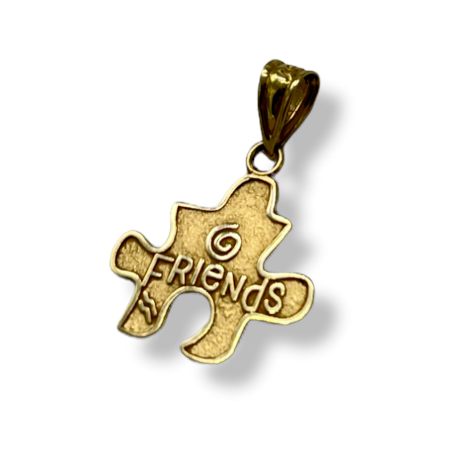 14k Gold Friendship Puzzle Piece Pendant - Gem