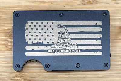 Gadsden Flag on distressed American Flag RFID Blocking Black Minimalist ...