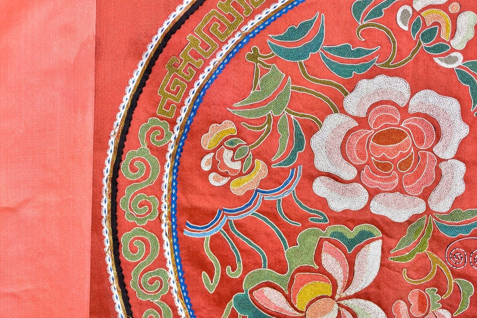 WONDERFUL ANTIQUE CHINESE ROUNDEL SILK EMBROIDERY TEXTILE BADGE | eBay