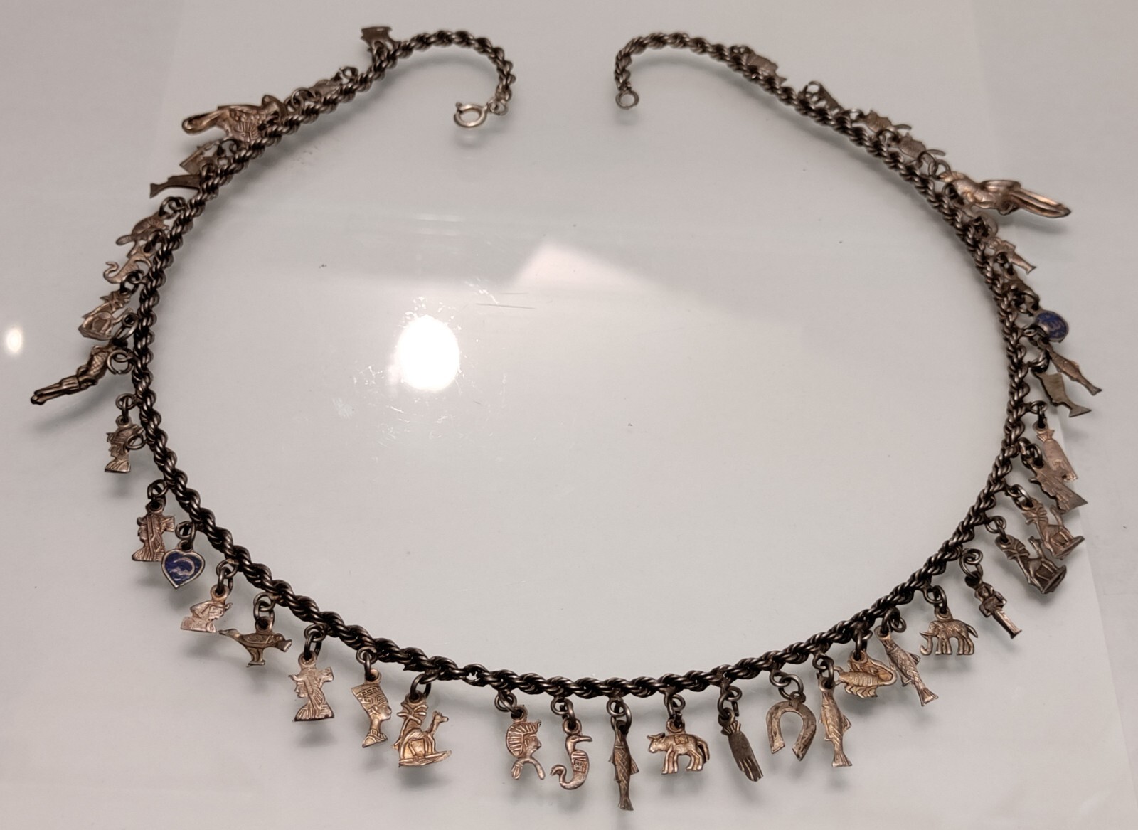 18.5" Vintage Sterling Silver Egyptian Hallmark Charm Rope Chain Necklace (28g) | eBay