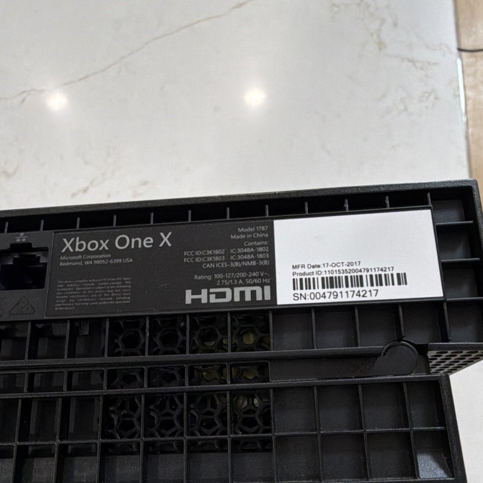 Microsoft Xbox One X Black Console Model 1787 HDMI USB-A Ethernet Blu ...