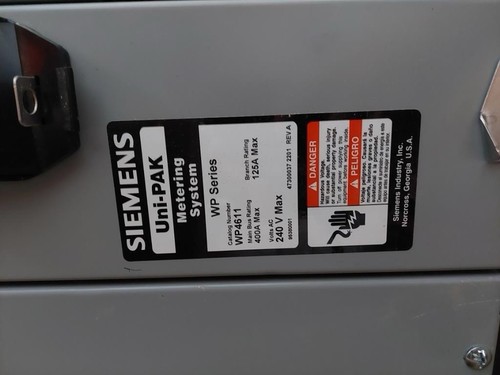 Siemens 6-Gang 400A 125 Amp WP4611 UNI-PAK Meter Stack | eBay
