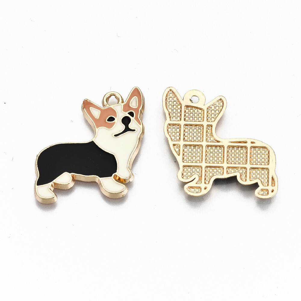 10pcs Cute Pet Corgi Dog Alloy Enamel Pendants Animal Puppy Charms 23mm ...