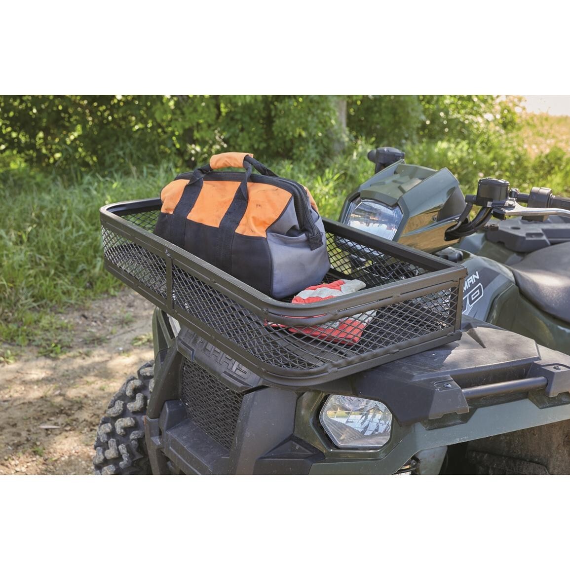 ATV Front Basket Universal UTV Rear Cargo Storage Steel Box Powder ...