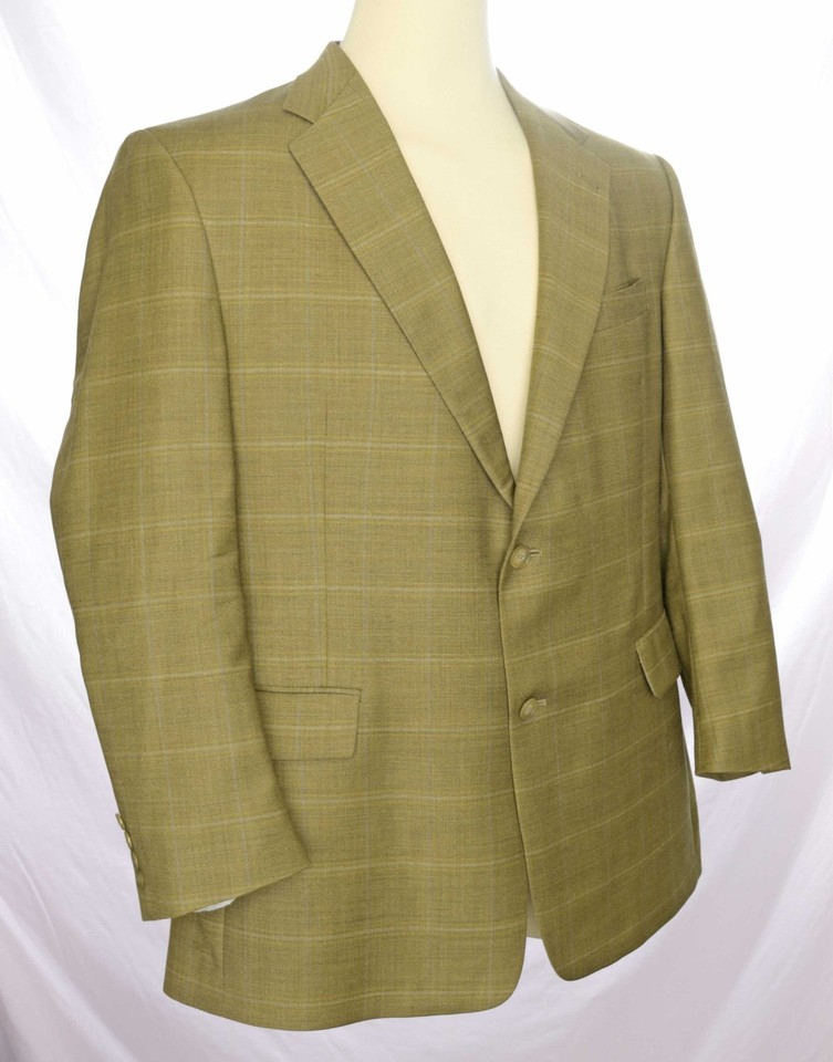 Hart Schaffner Marx Gold Trumpeter Sport Coat Suit Jacket Windowpane ...