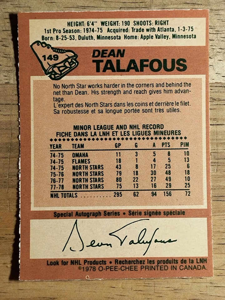 1978-79 O-Pee-Chee #149 Dean Talafous (EXMT) | eBay