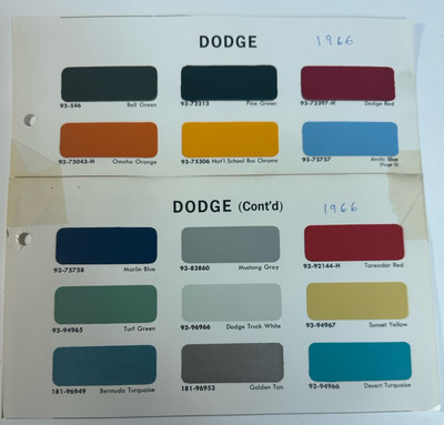 1966 Dodge Color Chart | eBay