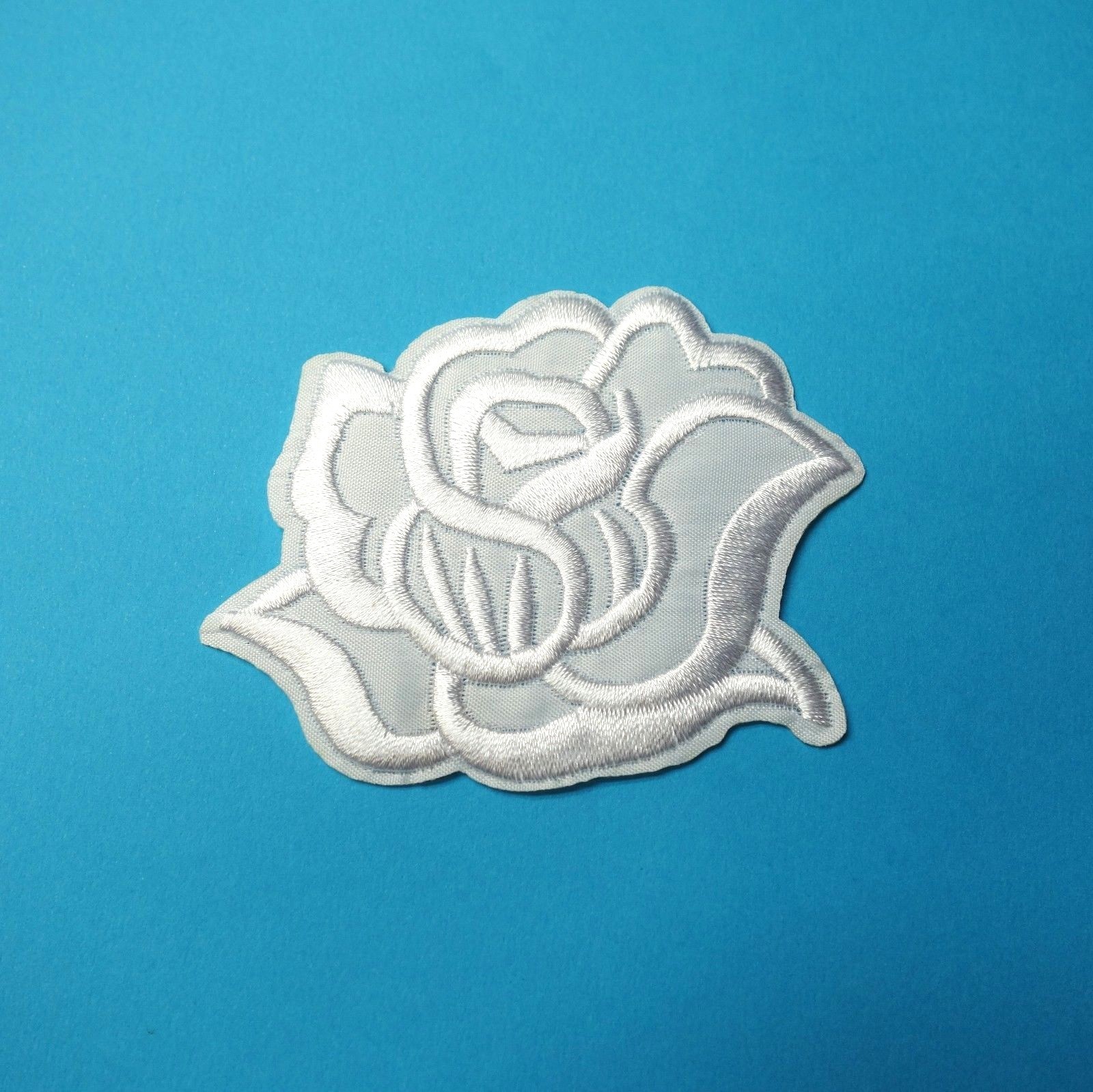 White Rose Patch Iron-On/Sew-On Embroidered Applique | eBay
