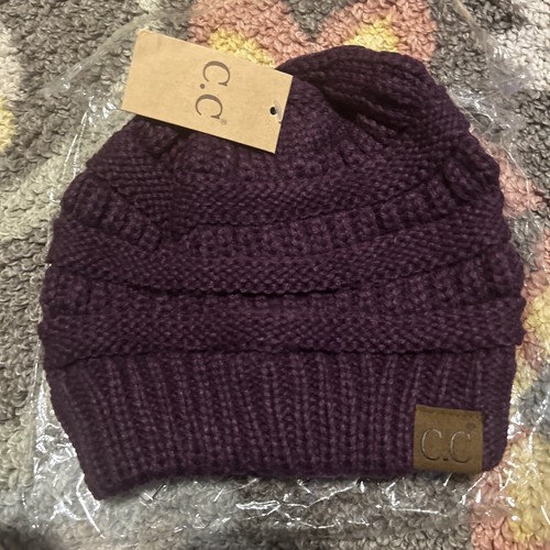 CC Beanie New Women's Knit Slouchy Thick Cap Hat Unisex Solid Color C.C ...