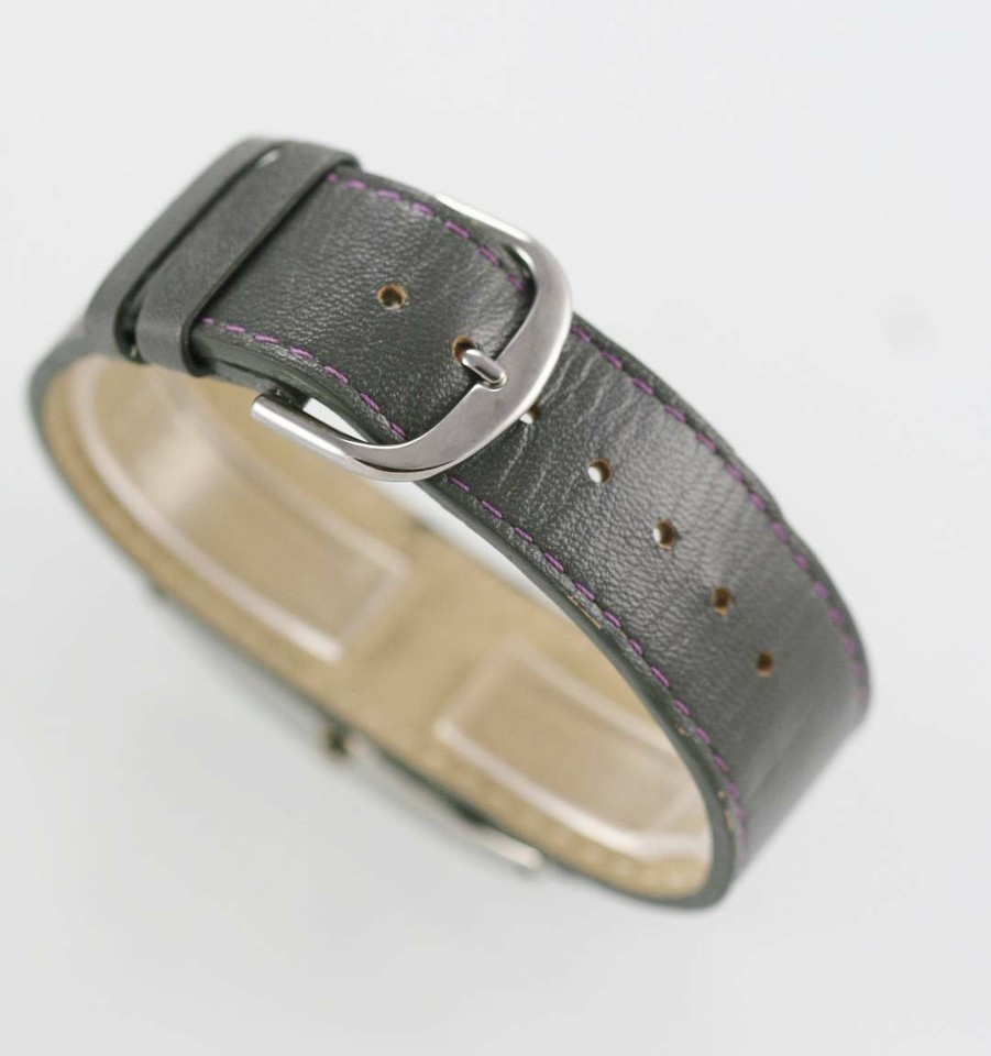 Decade Women's Leather Stainless Steel Water Resistant Quartz Battery ...