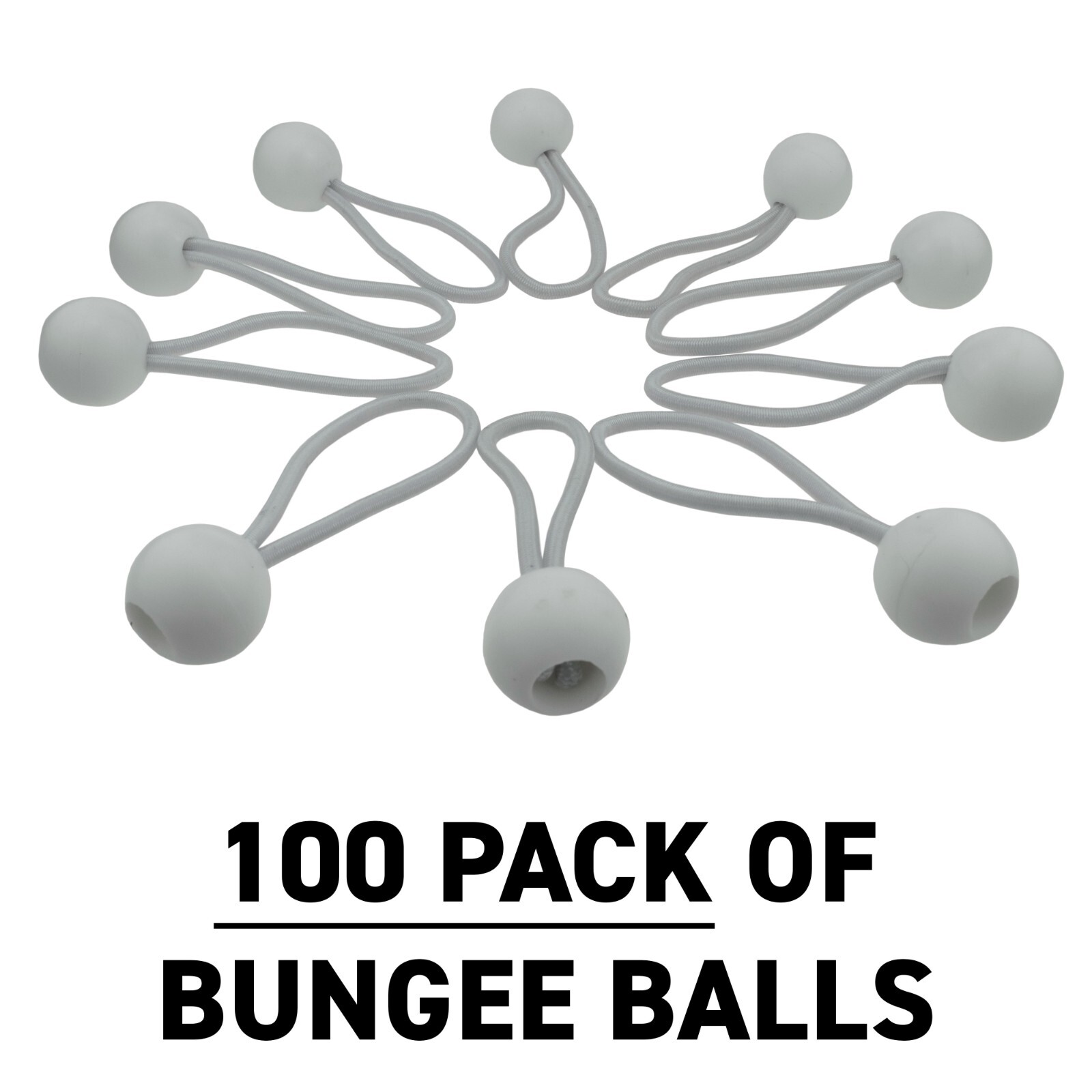 15cm White Bungee Balls 6" Marquee Shock Ties Elasticated Toggles Tarp ...