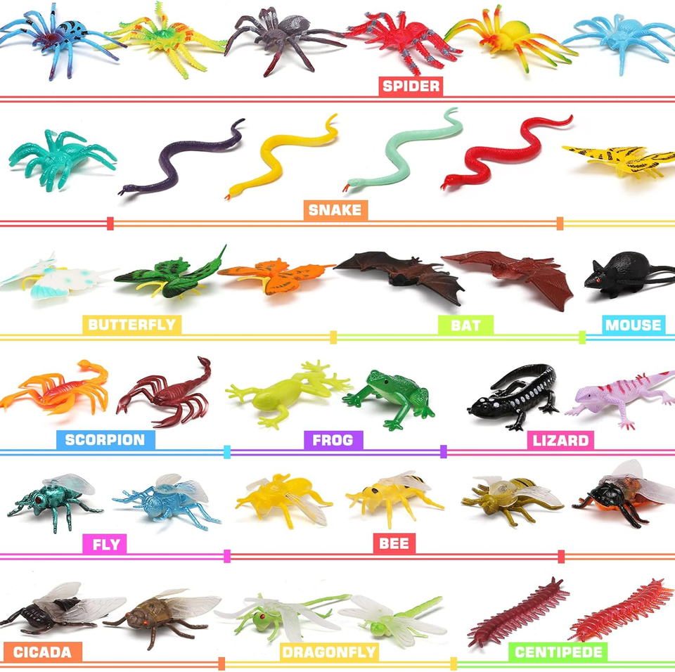 76 Pack Mini Plastic Bug Set, Realistic Insects Toy for Child, Fake ...