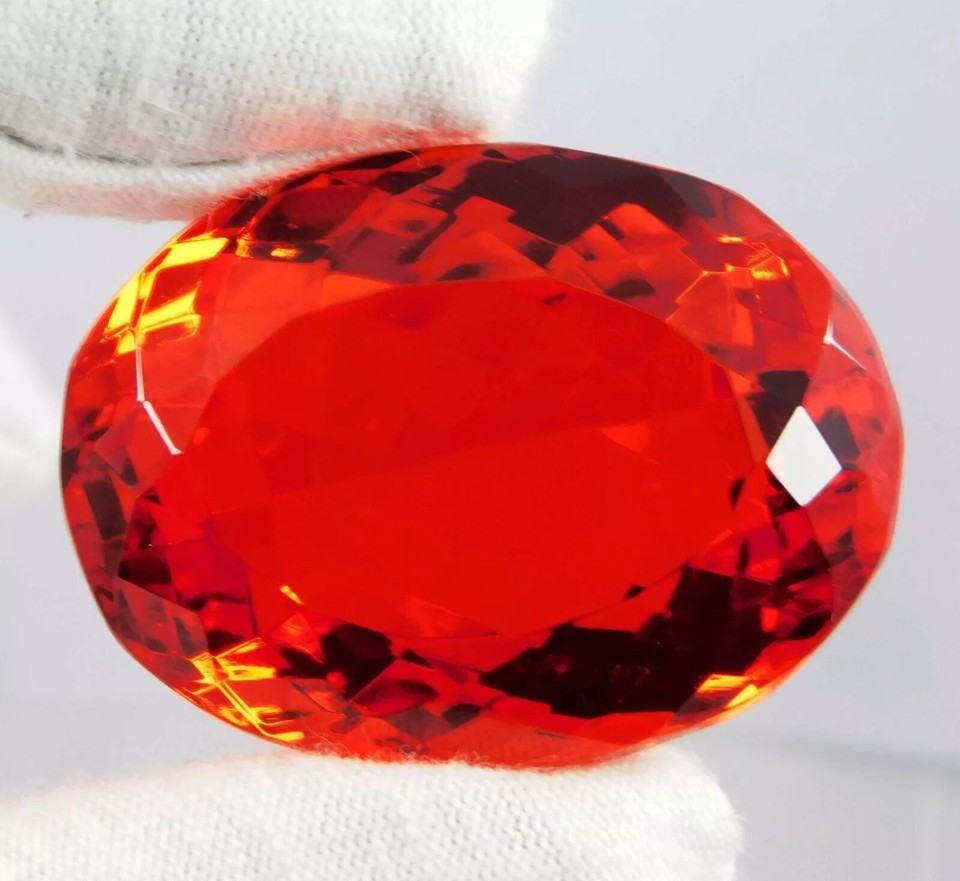 Mexican Fire Opal Red Orange Oval Cut Certified 128-130 Ct Huge Natural ...