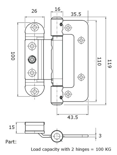SFS Dynamic 2D-C Composite Timber Door Hinge Chrome | eBay UK