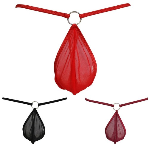 Mens Sheer Mesh Pouch Underwear Backless Thongs G-string T-back Micro ...