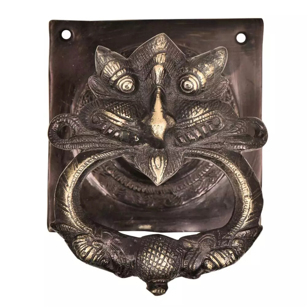 Demon Faced Brass Door Knocker Handcrafted Front Doorbell Home ...