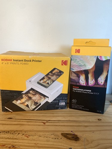 NEW Kodak Instant Dock Printer PD460, 4" x 6" Bluetooth w/ New 40 ...