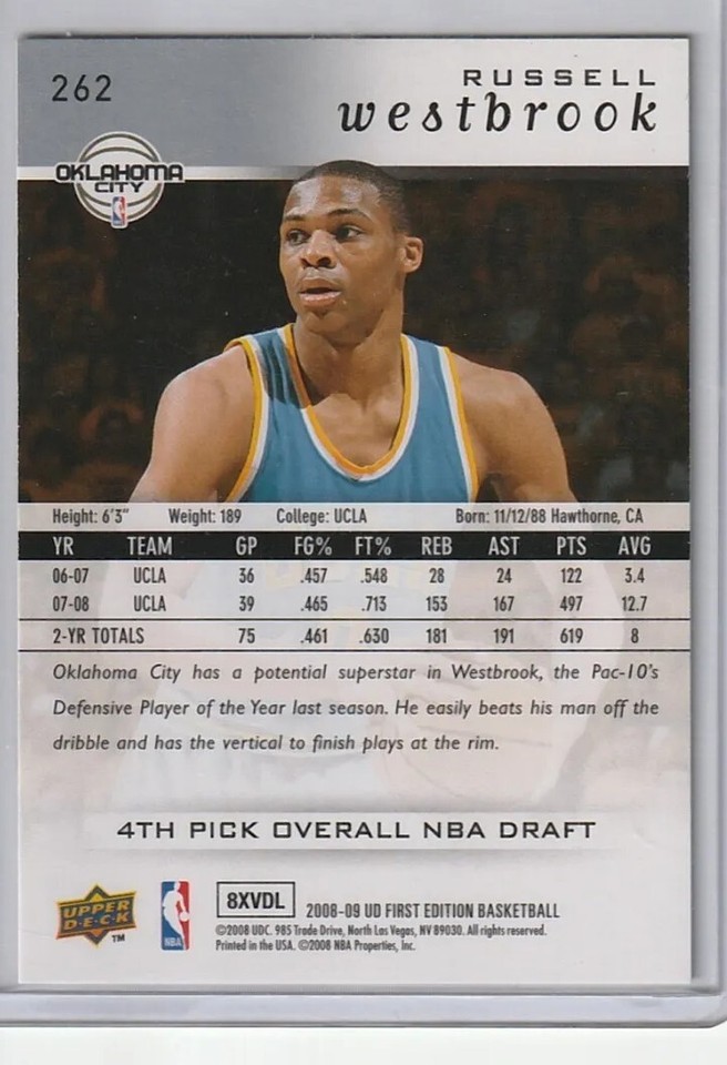 2008 Upper Deck #262 Russell Westbrook Rookie Card | eBay