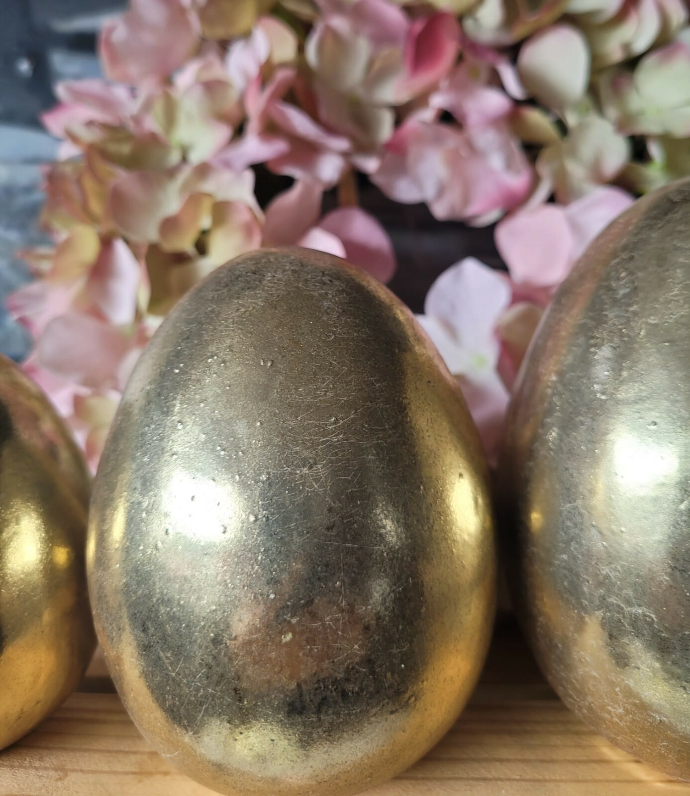 Set Keramik Osterei Eier Gold 10+12+13 cm Patina Rustikal Ostern ...