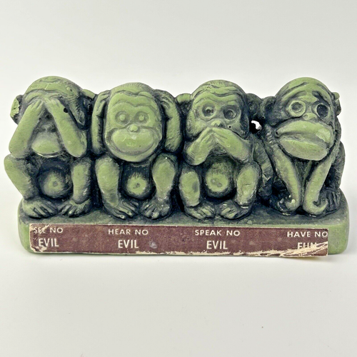 1968 CAL THEMES CHALKWARE - 4 Monkeys See Hear Speak No Evil - Vintage ...