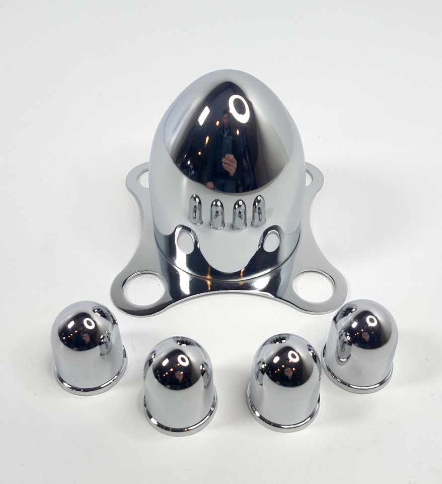 (Set/4) Chrome 4 Lug Spider Hub Caps Bullet Center Wheel 4 x 4-1/2 Bolt ...
