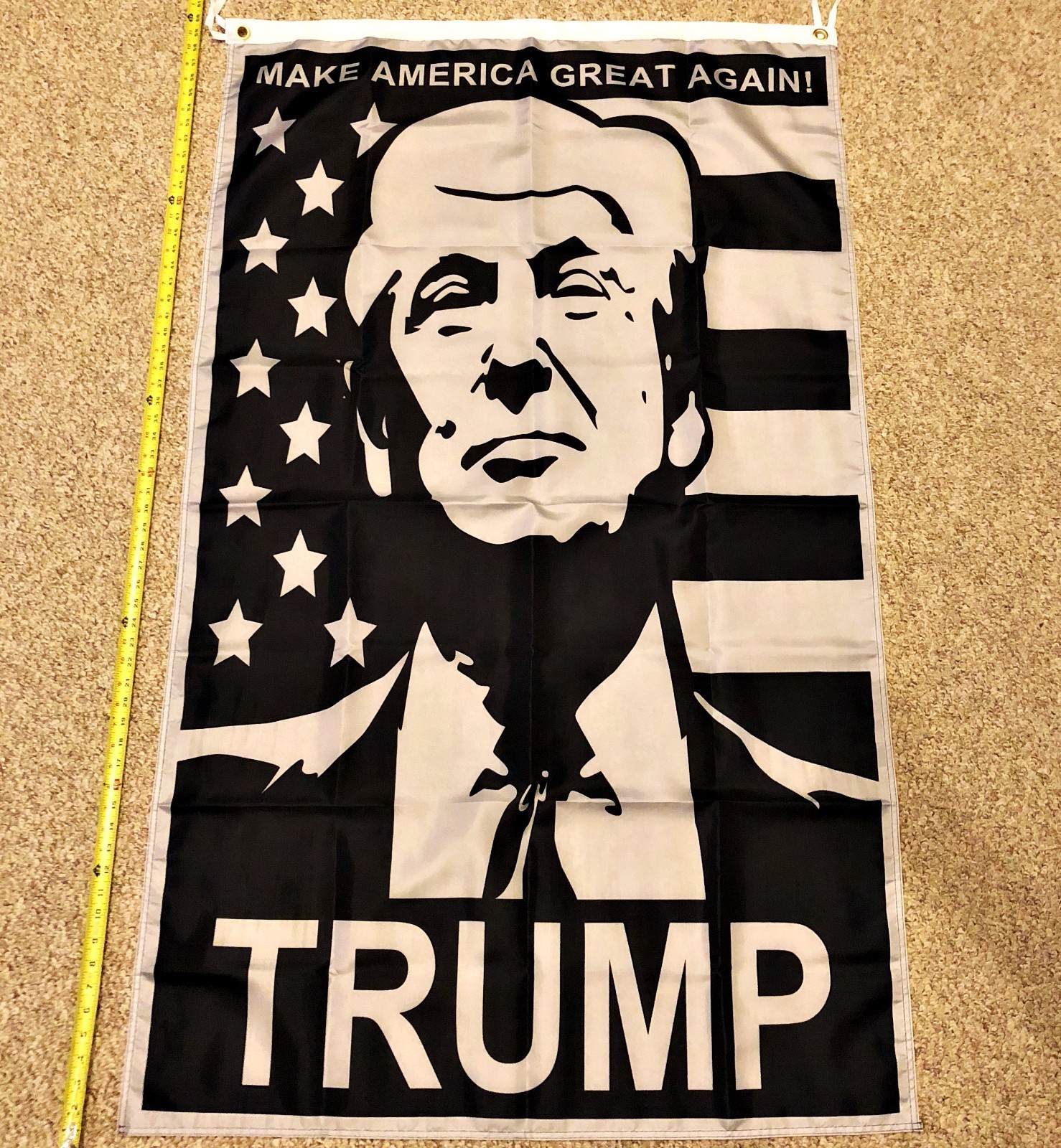 Donald Trump Flag FREE SHIPPING Rare Black and White 3x5' Digital Print ...