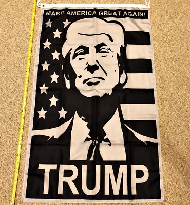 Donald Trump Flag FREE SHIPPING Rare Black and White 3x5' Digital Print ...