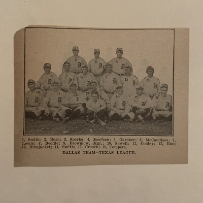 Dallas Giants Earl Smith & Waco Navigators Red Causey 1916 Baseball ...