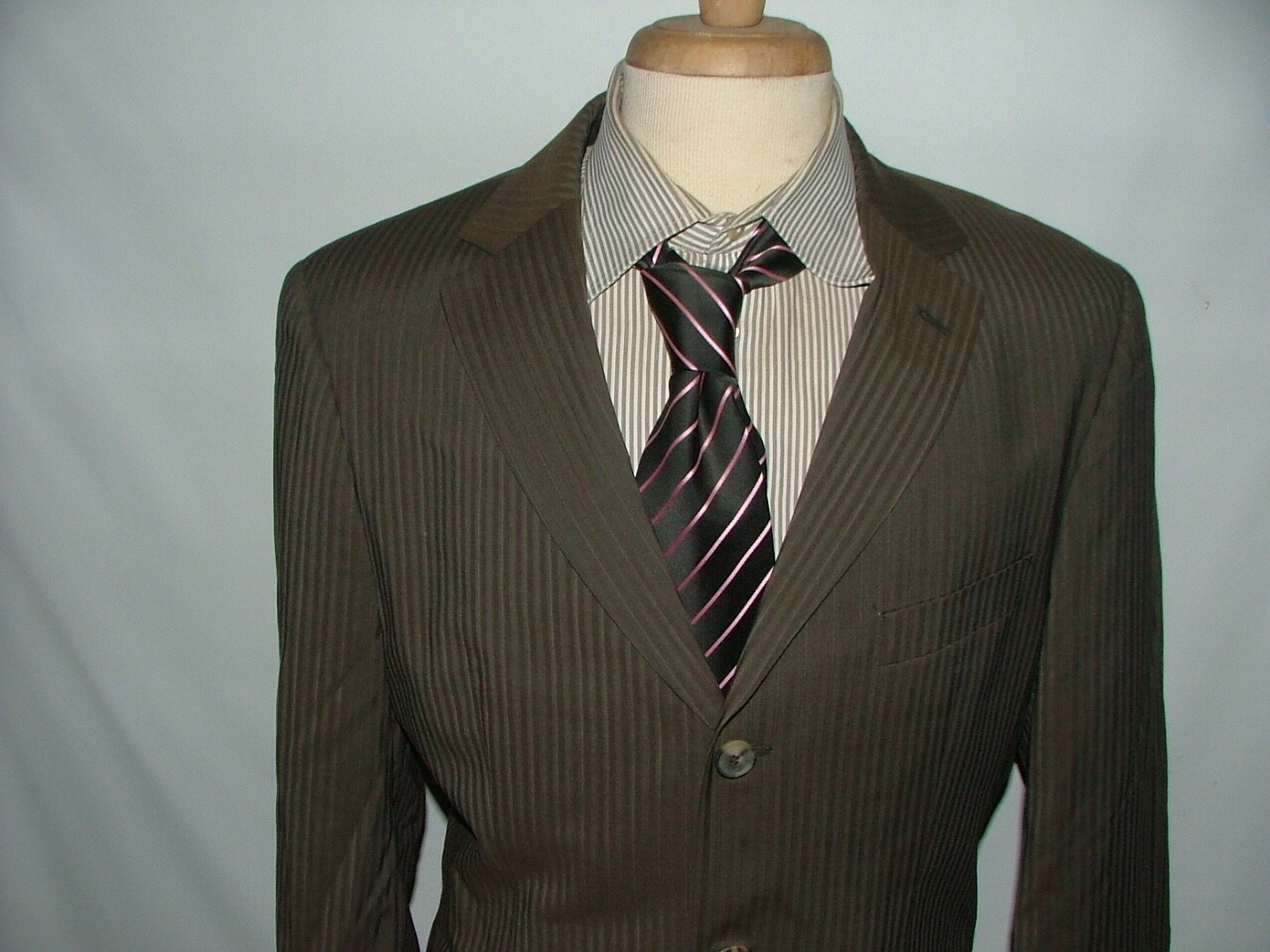 MENS HUGO BOSS SUIT SIZE 40 R 35 X 30 100% WOOL MADE IN USA BROWN ...
