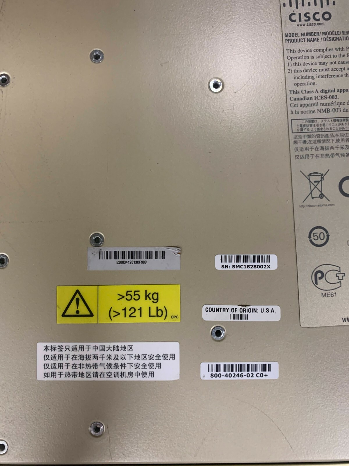 Cisco C6807-XL Catalyst Chassis Switch C6800-XL-3KW-AC C6807-XL-FAN ...