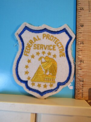 1950s patch Federal Protective Service 4" tall felt white gold blue ...