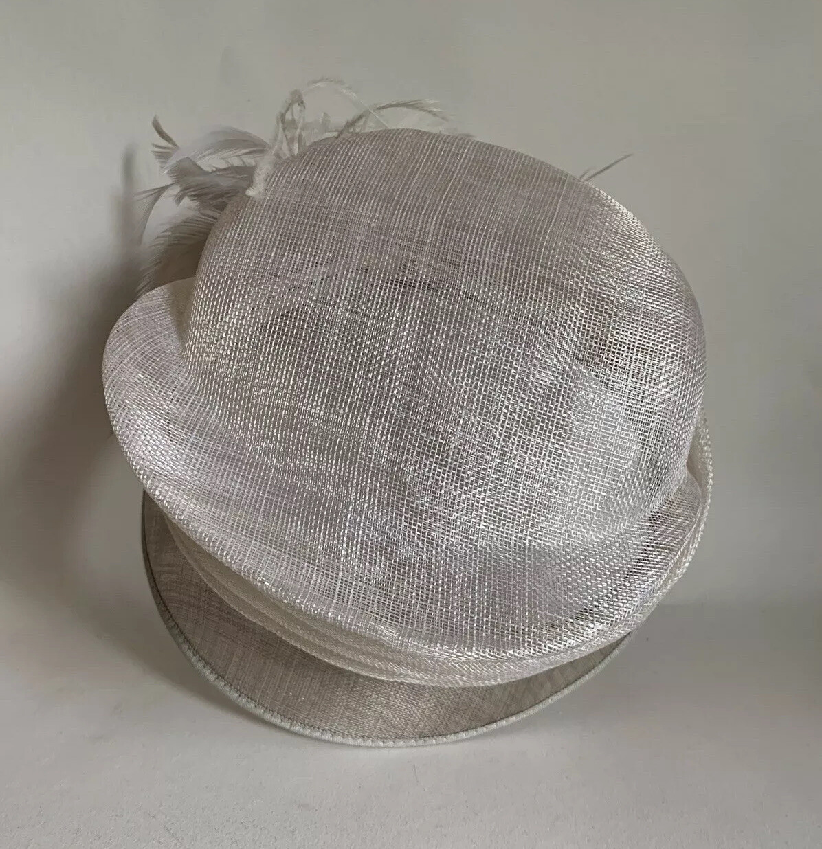 HAT BOX Ivory Sinamay Asymmetrical Hat With Feather Side Plumage ...