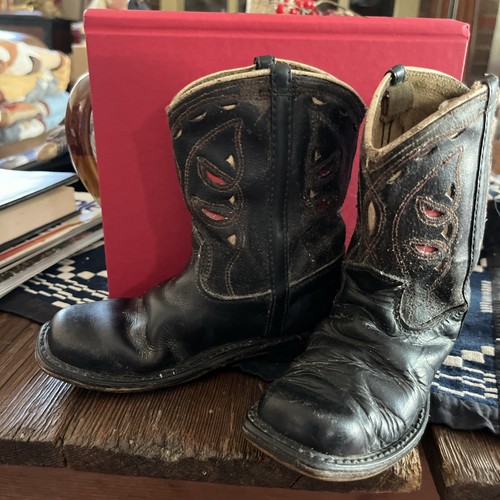 Vintage Kids Cowboy Boots, Black With Decorative Stitching 7” Long | eBay