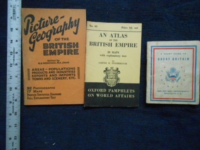 3 pb British Empire pamphlets: Geography, Atlas, War and Navy Guide ...