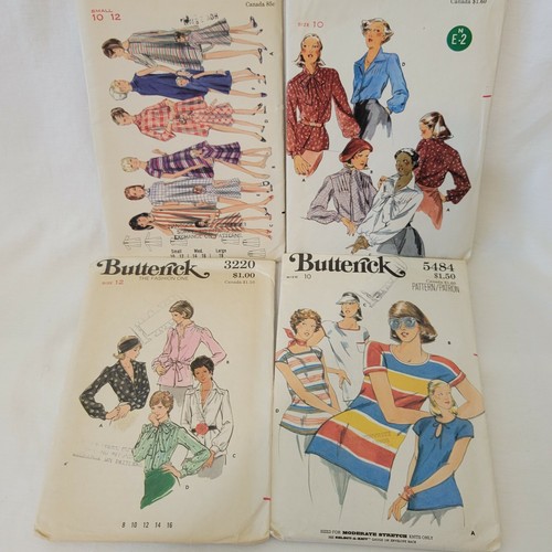 Lot of 4 1970s Vintage BUTTERICK Smock Top Casual Sportswear Patterns ...