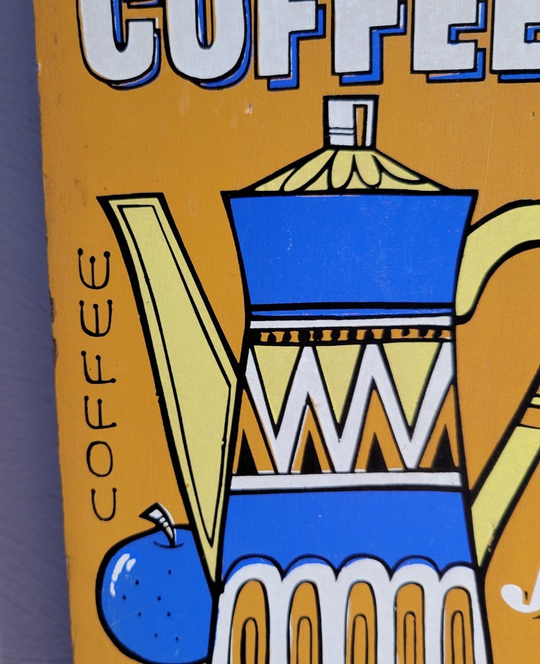 Vintage Coffee Tea Large Board Wooden Sign 24" Cafe Shop 60s 70s Bar ...