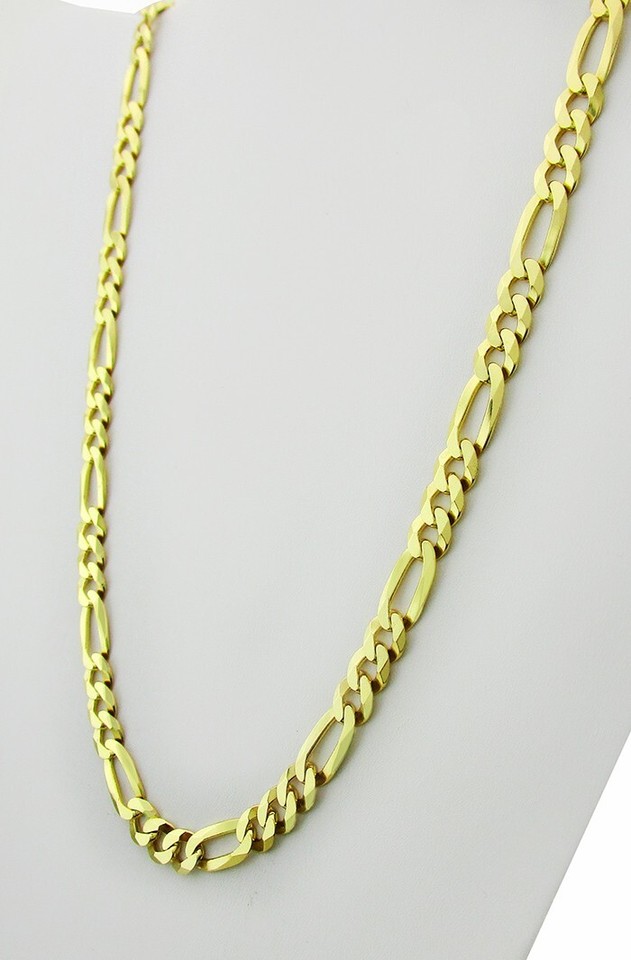 FIGARO STYLE CHAIN SOLID .925 STERLING SILVER (Yellow) 22" Long - NWT ...
