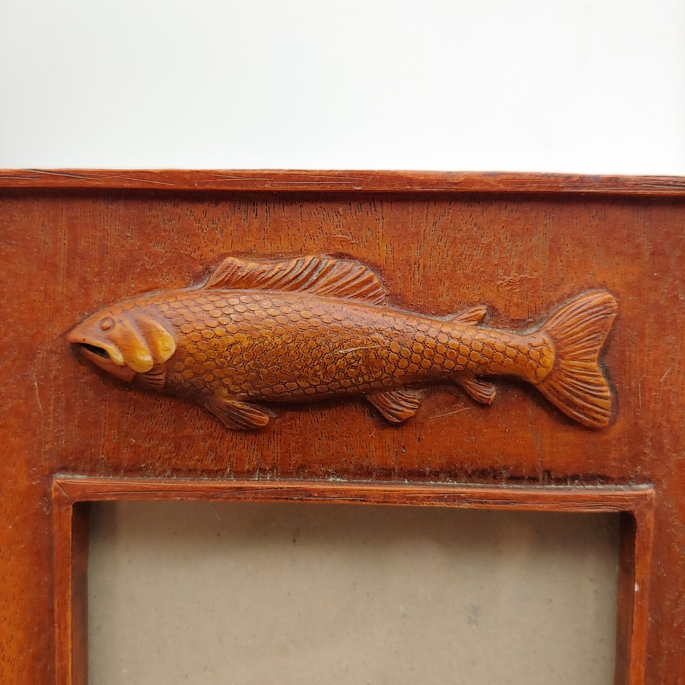Rustic Lodge Fishing Photo Picture Frame - 3.5x5 Rust Red Brown Fish ...