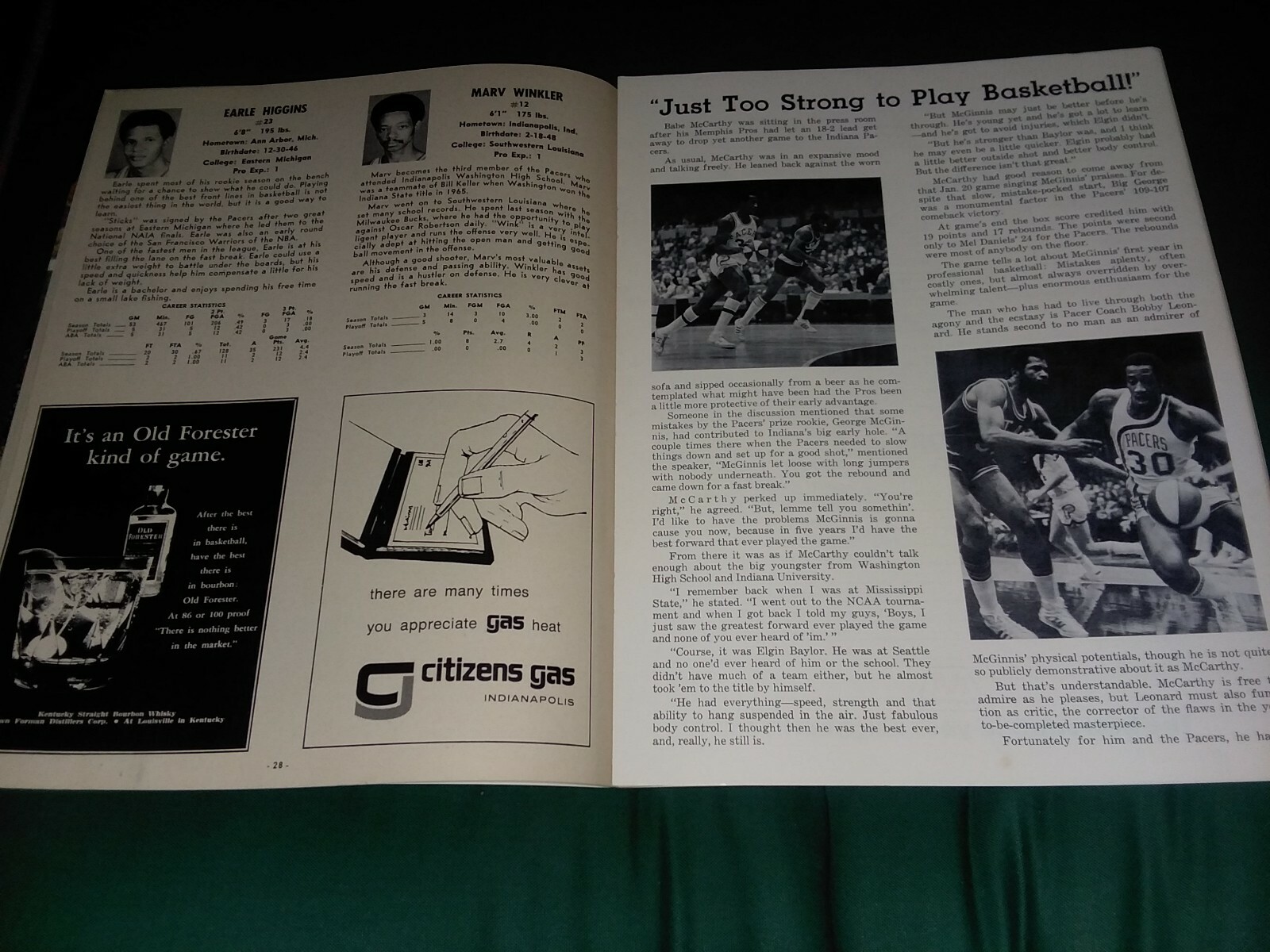 1971 – 1972 Indiana Pacers vs Memphis Pros ABA Basketball Program | eBay