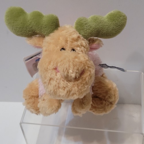 ROSA Moose Stuffed Toy 8" Plush Germany, Tan, Pink, Green. With Hang ...