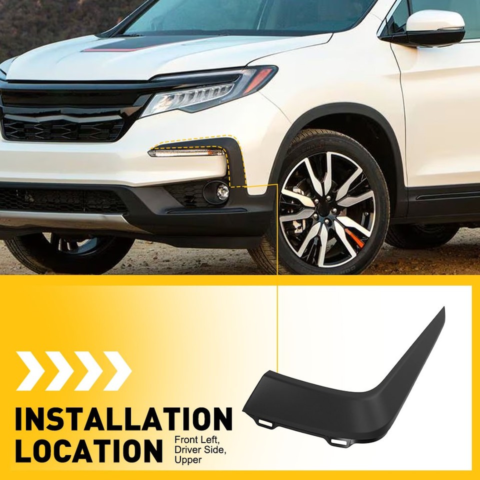 Black Front Left Upper Bumper Trim Cover Molding For 2019-2022 Honda ...