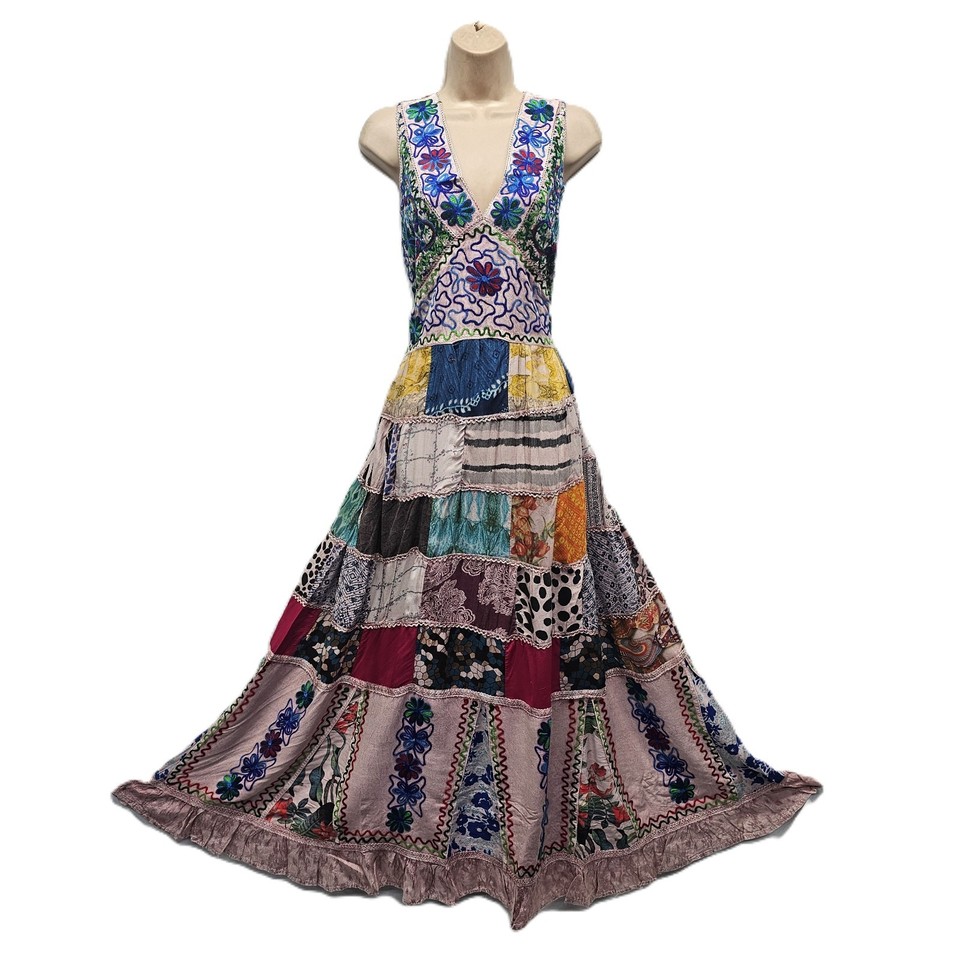 Plus Size Patchwork Dress Maxi Boho Hippy Festival Hand Embroidered 18 ...