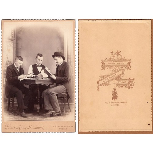 VG+ CHICAGO 1890s Men Pipe Cigar Books Ledger Cabinet Card by ANNY ...